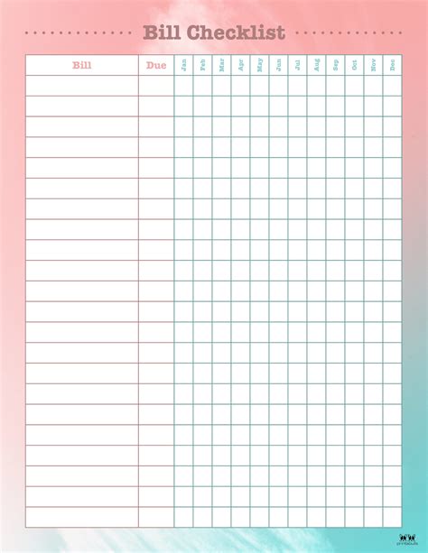 Monthly Bill Organizers 18 Free Printables PrintaBulk