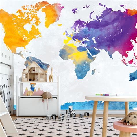 Papel de Parede Mapa Mundi Aquarela 3M² Elo7