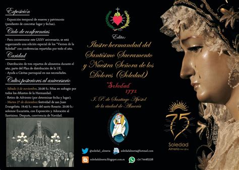 Tríptico de los actos y cultos con motivo del LXXV aniversario de la