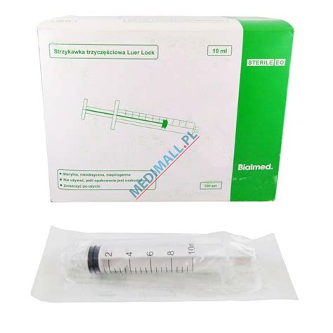 Strzykawki 3 częściowe BIALMED 10ml LUER LOCK z tłokiem łamiącym się
