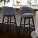 Celine Grey Fabric 26 Wood Swivel Tufted Counter Height Stool From