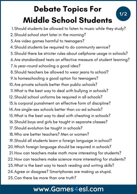 Debate Topics For 3rd Graders