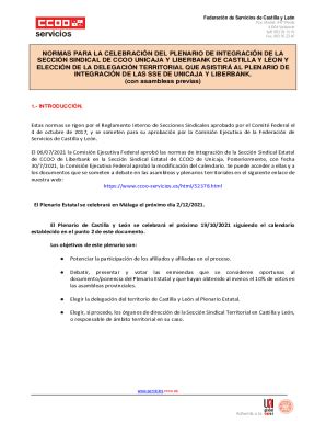 Completable En línea NORMAS PARA LA CELEBRACIN DEL PLENARIO DE Fax