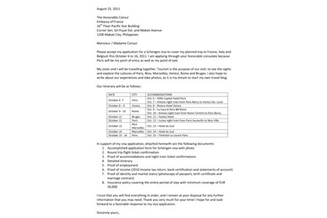 Multiple Entry Schengen Visa Cover Letter