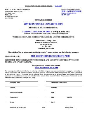 Fillable Online INVITATION FOR BID NOTICE ISSUED Fax Email Print