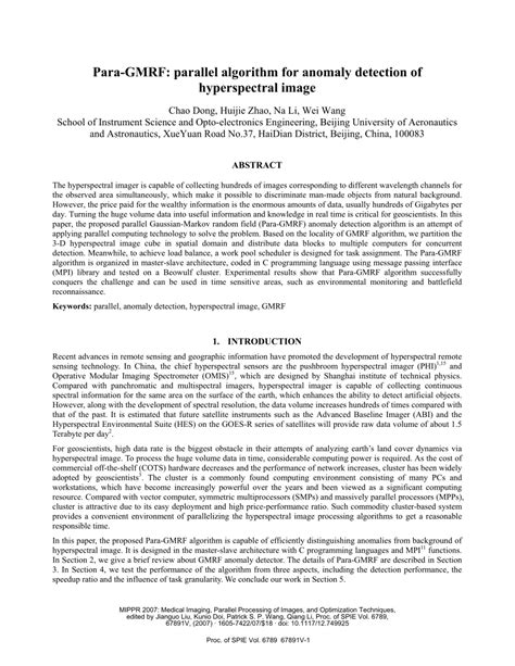 pdf para gmrf parallel algorithm for anomaly detection of hyperspectral image