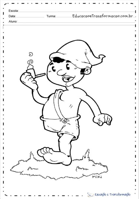 Desenhos do Saci Pererê para colorir e imprimir Folclore Brasileiro