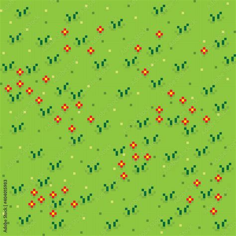 Grass Pixel Art Background Grass Texture Pixel Art Vector Flower