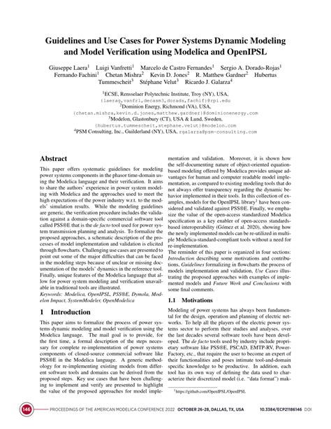 pdf guidelines and use cases for power systems dynamic modeling and model verification using