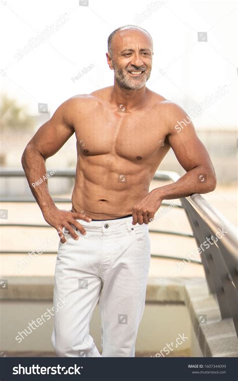 Strong Muscular Shirtless Mature Older Bodybuilding ภาพสต็อก 1607344099 Shutterstock