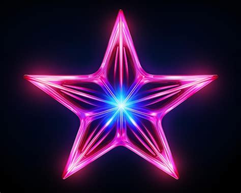 Estrela Rosa Neon Em Fundo Preto Vetor Premium