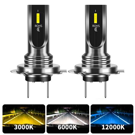 2pçs Luz LED H4 H7 Carro Farol 9005 HB3 HB4 9006 H11 H8 H9 Névoa H1 H3