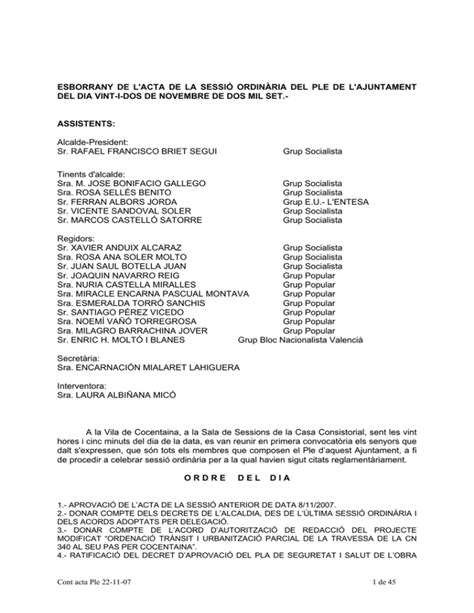 esborrany de l acta de la sessió extraordinària del ple de l