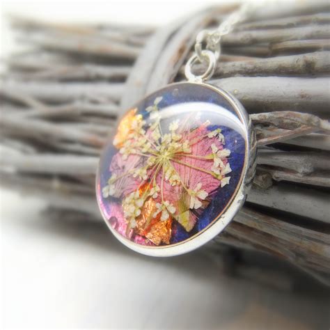 Real Flower Necklace Handmade Necklace Resin Jewellery Dry Flower