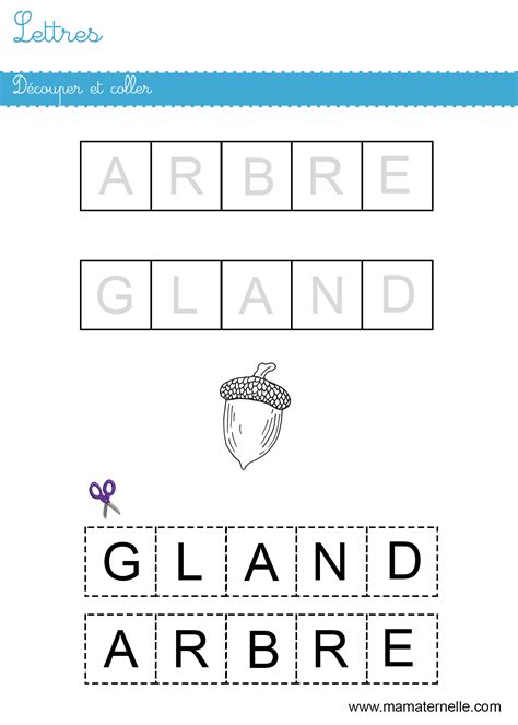 Lettres découper et coller Ma Maternelle