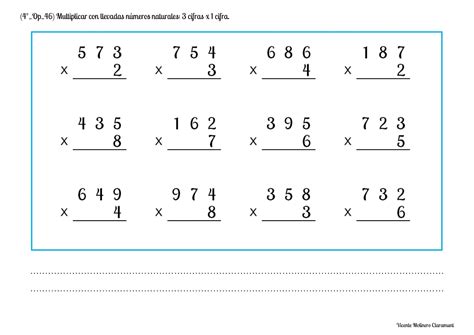 MULTIPLICACIÓN POR 1 CIFRA Cuarto de Educación Primaria
