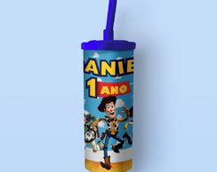 Copo Long Drink Tampa E Canudo Toy Story Woody No Elo
