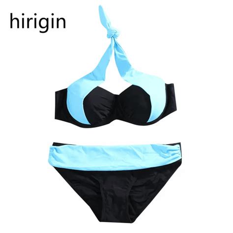 New 2 Pcs Halter Bikini Set Sexy Women Swimsuit Bandage Push Up Padded Swimwear Triangle Bathing