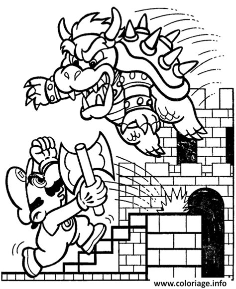 Coloriage Bowser Attaque Mario Dessin Bowser à imprimer