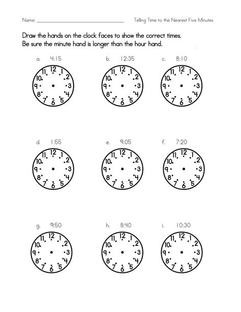Free Printable Analog Clock Worksheets