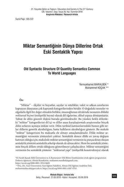 pdf miktar semantiğinin dünya dillerine ortak eski sentaktik yapısı old syntactic structure of