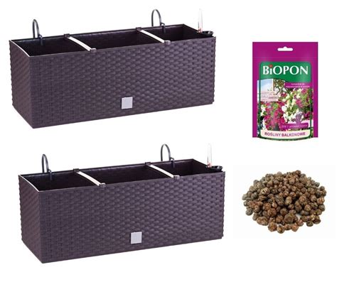 2x Skrzynka balkonowa DRTC500 Doniczka Keramzyt Nawóz Uchwyty