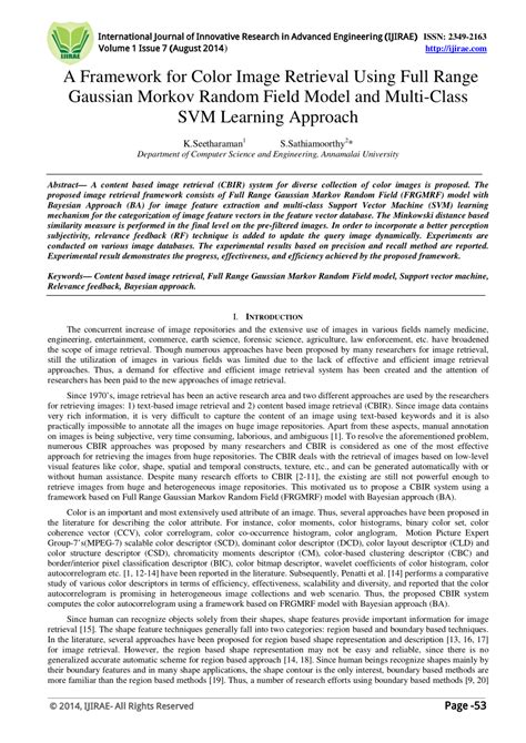 pdf a framework for color image retrieval using full range gaussian morkov random field model