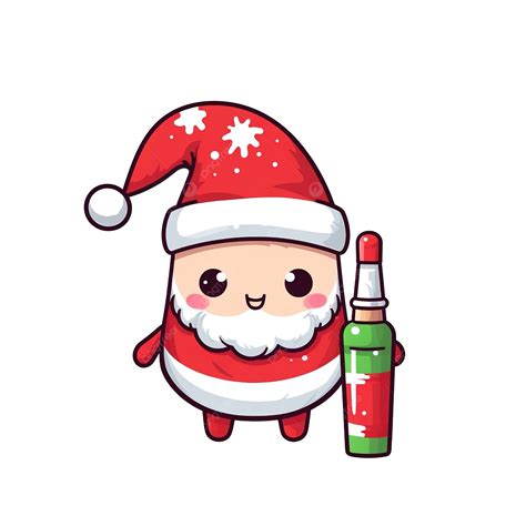 Cute And Funny Kawaii Paint Tube And Brush Character Wearing Santa S