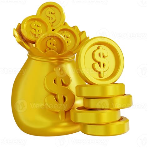 3d Illustration Of Money Bag And Pile Of Money 18245203 PNG