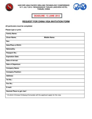 Fillable Online Spe Visa Invitation Request Form Society Of Petroleum