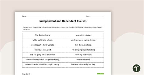 Identify The Independent Clauses Worksheet Teacher Made Worksheets