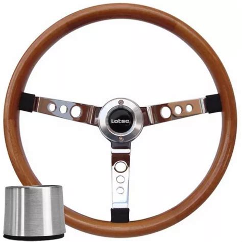 Volante Lotse Big Wood Classico Cr Em Madeira Cubo Fusca