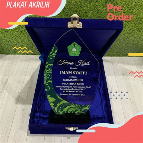 Plakat Akrilik Custom Plakat Hadiah Pembicara Plakat Seminar Lazada