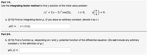solved use the integrating factor method to find y solution