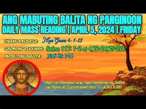 Fsmj April Daily Mass Reading Ang Mabuting Balita Ng