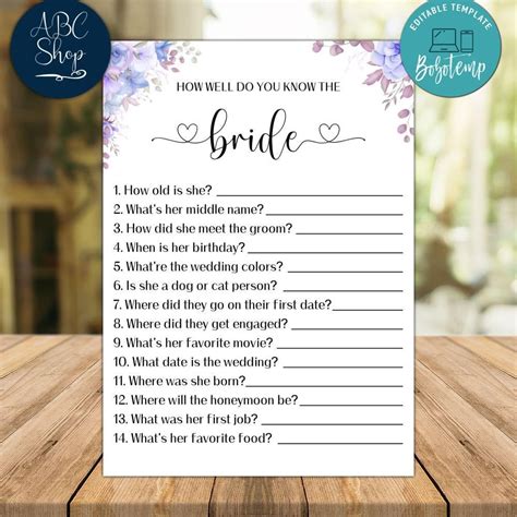 How Well Do You Know The Bride Bridal Shower Game Diy Bobotemp