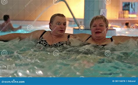 Two Women In Jacuzzi Inside Water Park Stock Footage Video Of