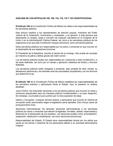 ACT 6 Análisis Articulo 108 ANÁLISIS DE LOS ARTÍCULOS 108 109 110