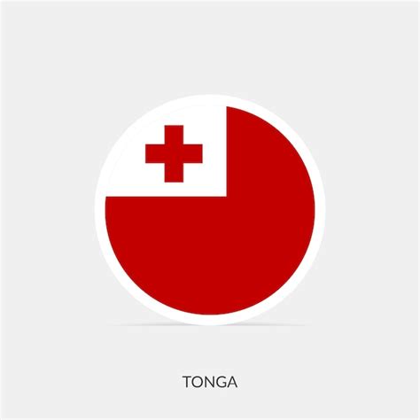Icono De Bandera Redonda De Tonga Con Sombra Vector Premium