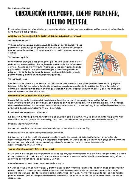 Circulación Pulmonar Edema Pulmonar Líquido Pleural Samira Cuayla