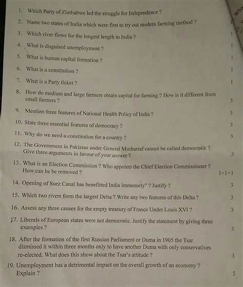 Sst Class 9 Question Paper Half Yearly Brainly In