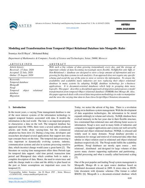 pdf modeling and transformation from temporal object relational database into mongodb rules