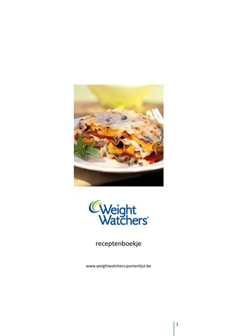 Receptenboekje Weight Watchers Puntenlijst