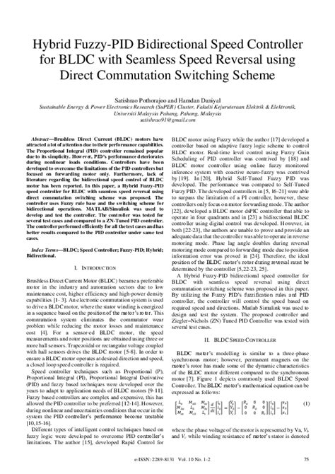pdf hybrid fuzzy pid bidirectional speed controller for bldc with seamless speed reversal