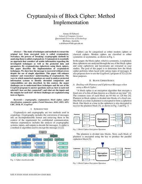 pdf cryptanalysis of block cipher method implementation