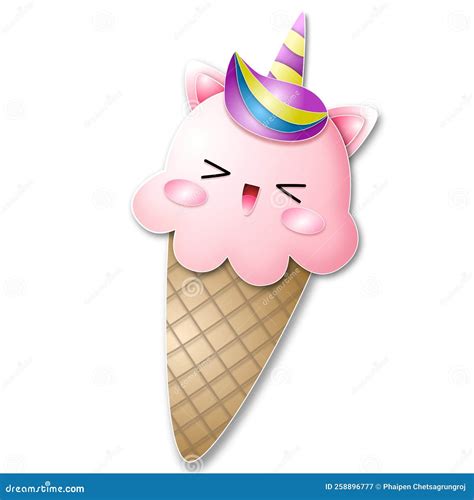 Unicorn Ice Cream Cone Vector With Paper Cut Technique On A Transparent