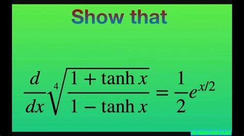 show the derivative of fourth root of 1 tanh 1 tanh 1 2 e x 2 inverse hyperbolic