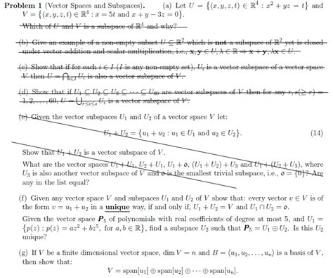 solved problem 1 vector spaces and subspaces a let u