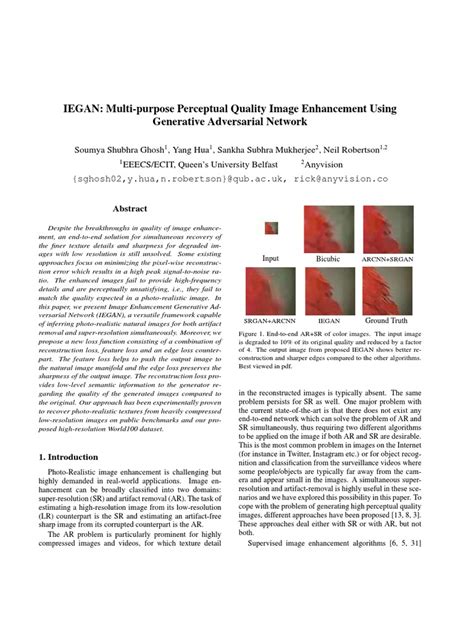 iegan multi purpose perceptual quality image enhancement using generative adversarial network