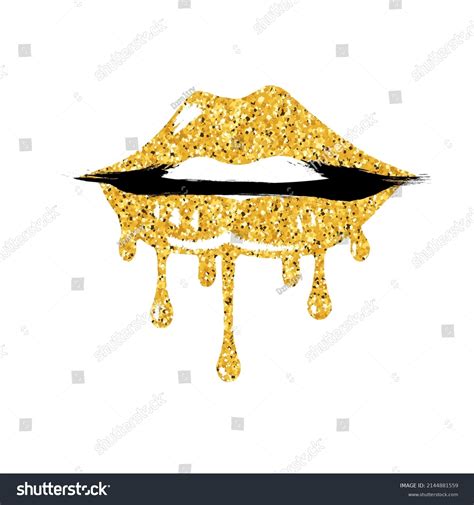 Glitter Dripping Lips Svg Gold Dripping Lips Clipart Lip Etsy In The